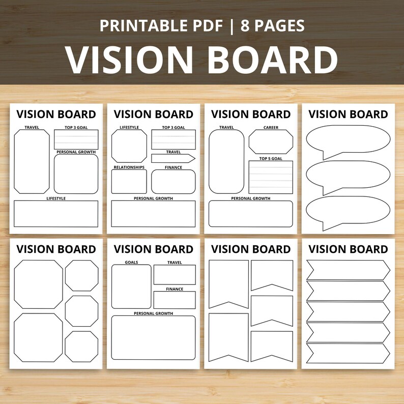 Vision Board Printable | Dream Goals & Life Planning PDF A4 - Etsy