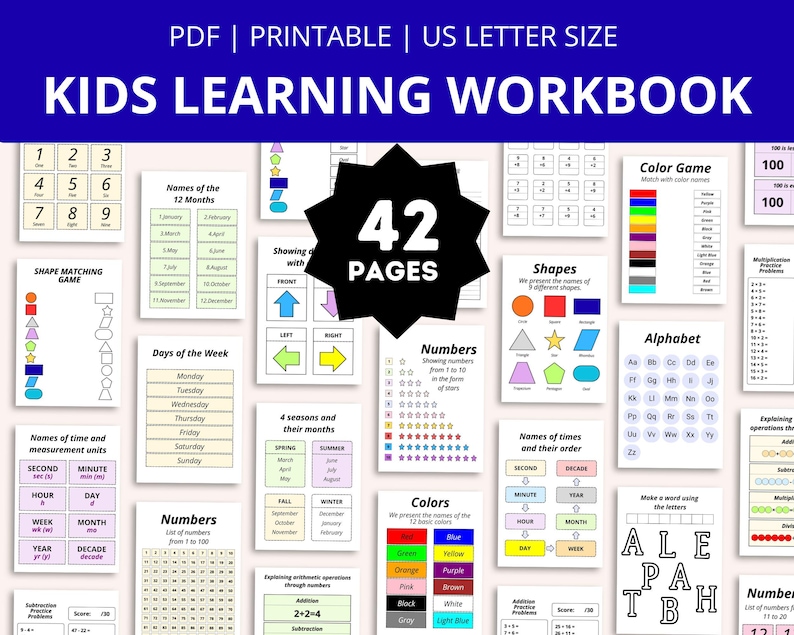Kids Learning Worksheets Printable | Simple Math Problems PDF - Etsy
