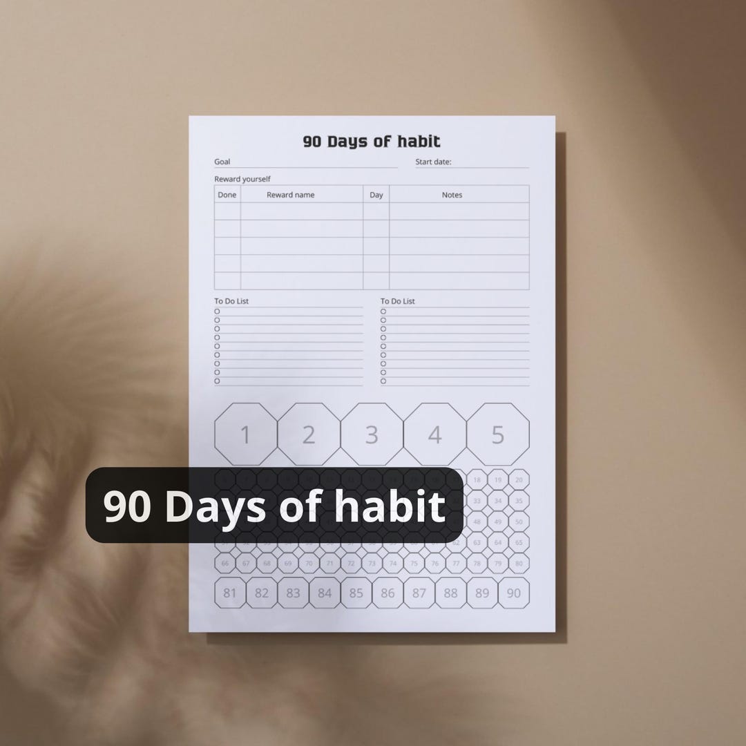90 Days of Habit | Personal Growth Tracker | Self Discipline Tracker ...