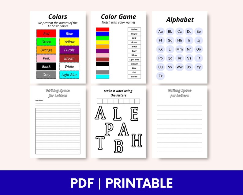 Kids Learning Workbook Printable | Shapes and Colors Educational Pdf ...