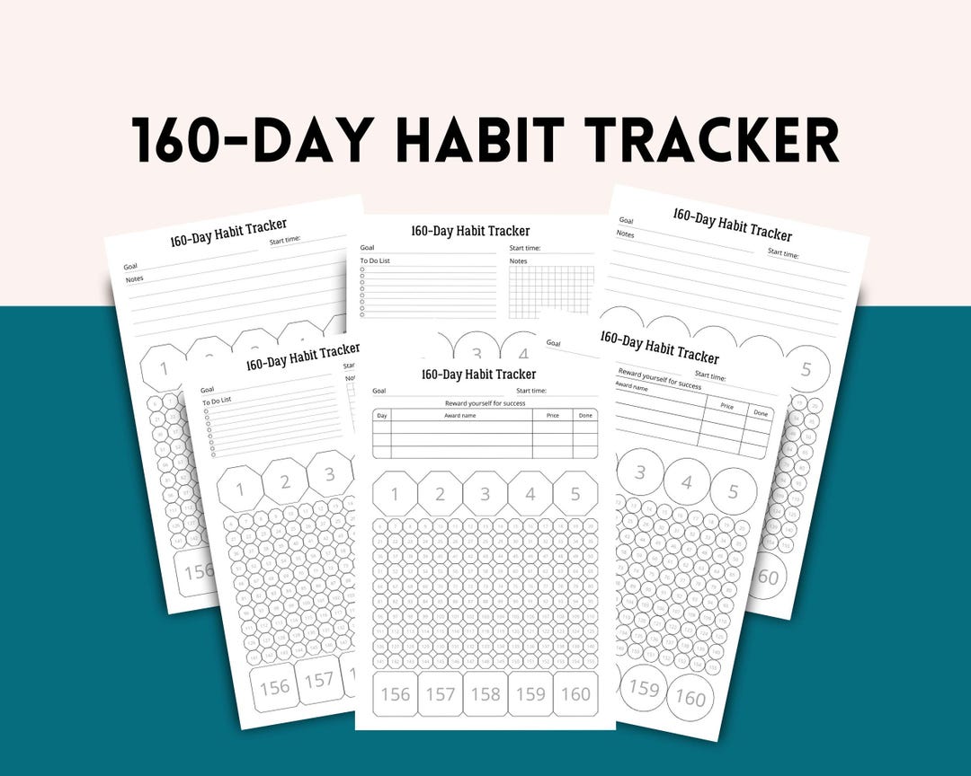 Minimalist 160 Day Habit Tracker | 160-day Digital Habit Tracker | Long ...