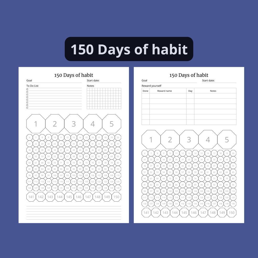 150 Day Habit Tracker Printable PDF | Digital Routine Planner | Daily ...