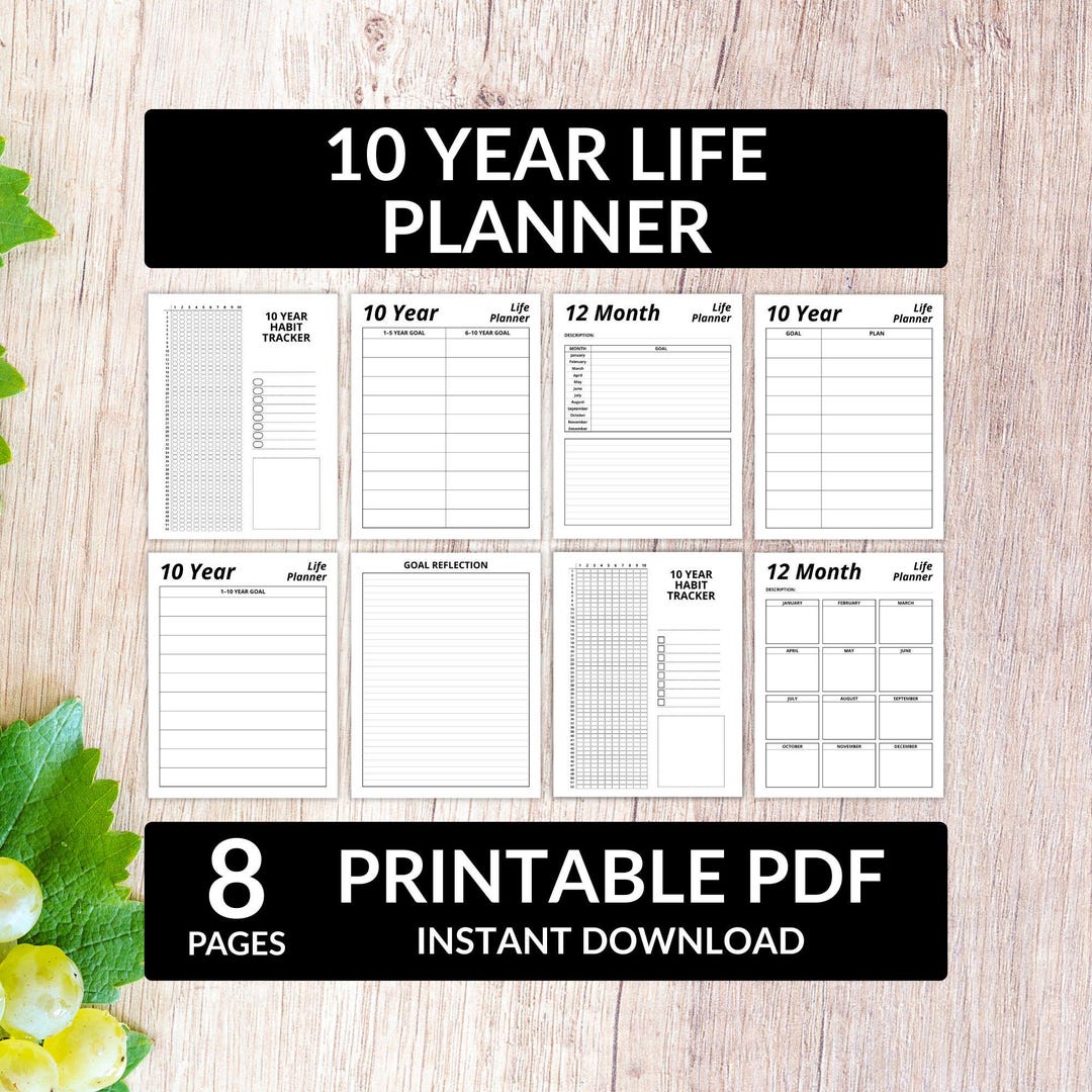10 Year Life Planner Printable | Long Term Goal Roadmap (PDF) - Etsy