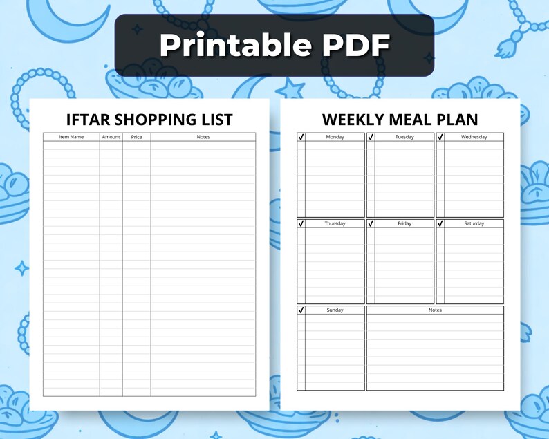 Daily Iftar & Suhoor Tracker | 2026 Ramadan Meal Planner Printable - Etsy