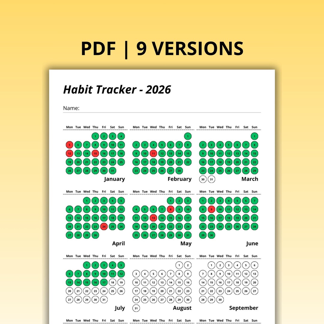 12 Month Goal Tracker: Printable Calendar PDF 2025 - 2026 - Etsy