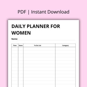 Printable Daily Planner for Women | Minimalist Feminine Action Plan - Etsy