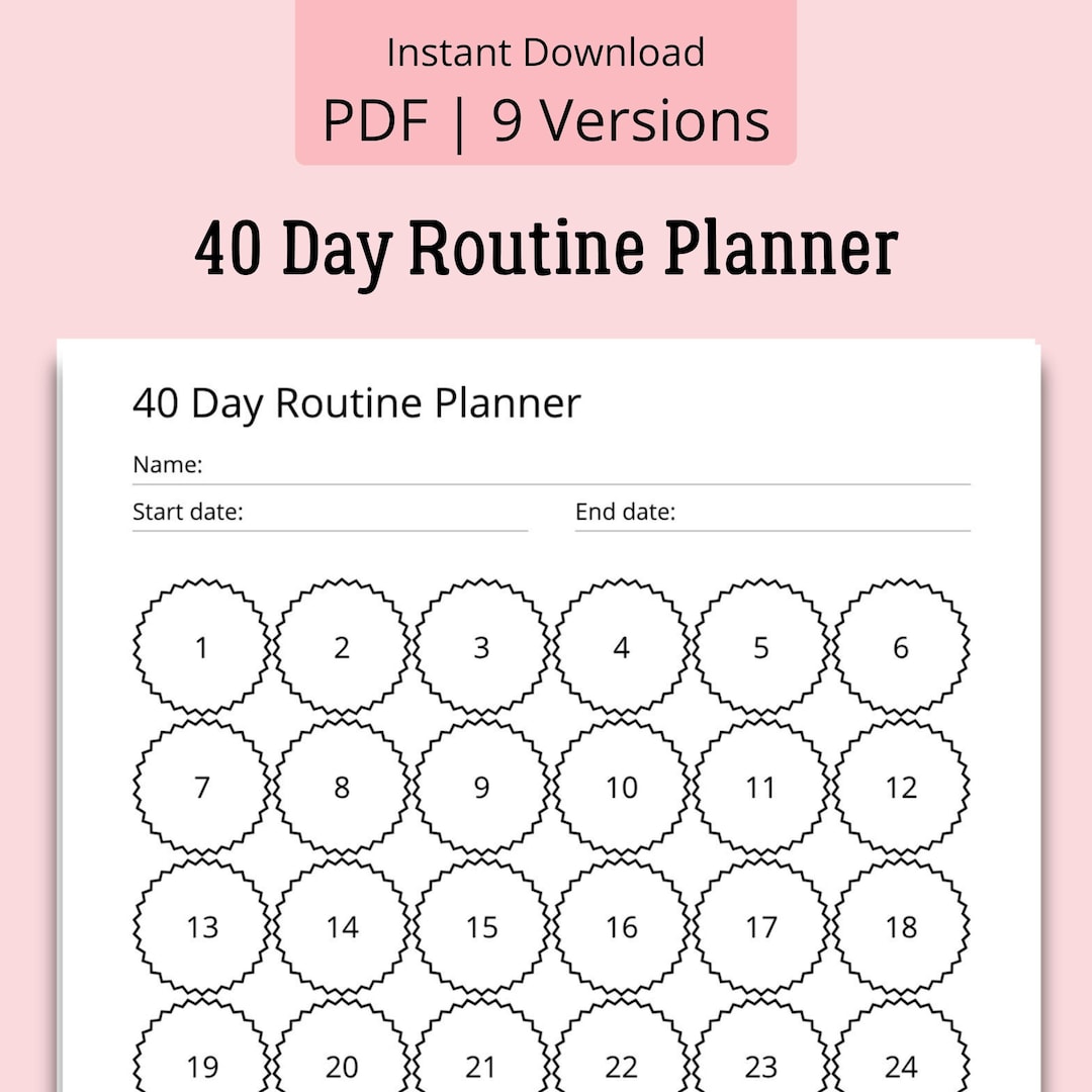 40 Day Routine Planner | 40 Day Goal Setting | 40 Day Success Planner ...