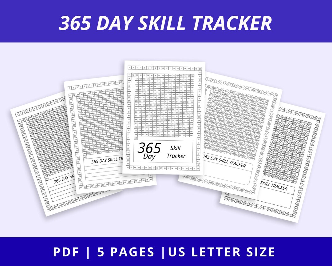 365 Day Skill Tracker Printable | Yearly Self Discipline (PDF) - Etsy ...