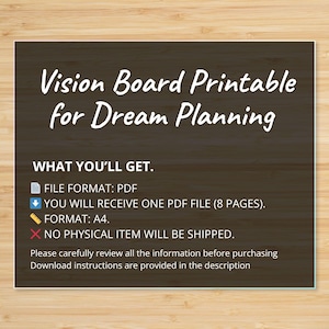 Vision Board Printable | Dream Goals & Life Planning PDF A4 - Etsy