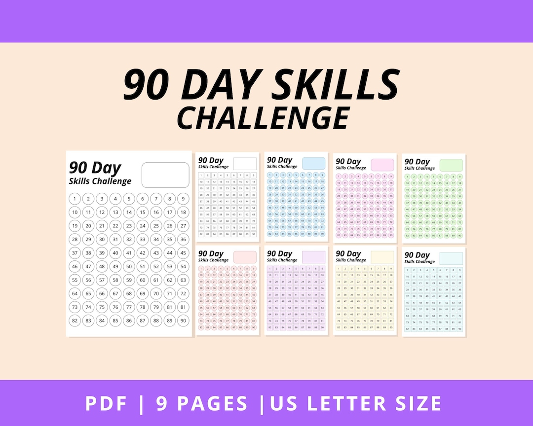 90 Day Skills Challenge Printable | 90 Day Self Discipline | 90 Day ...