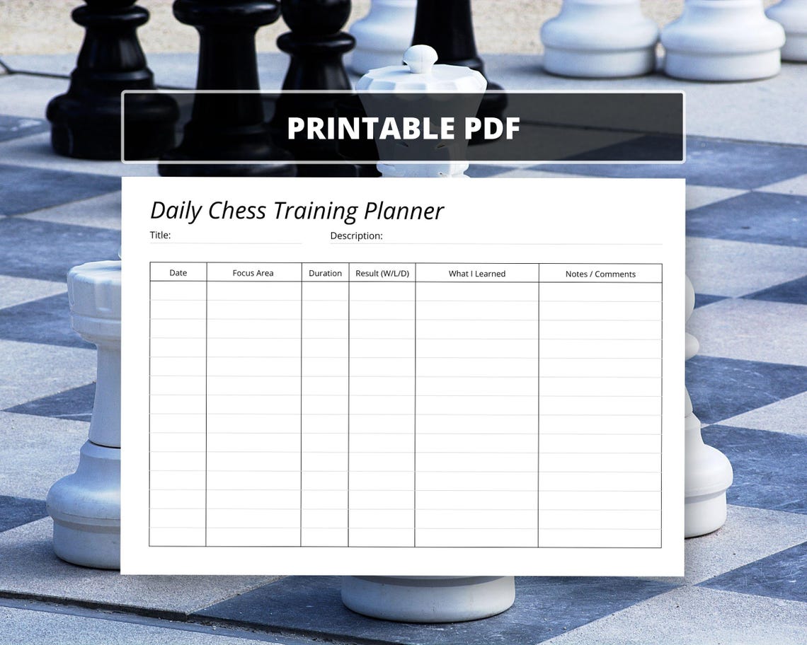 Daily Chess Training Planner: 2026 Skills Tracker (PDF Download A4 Size ...