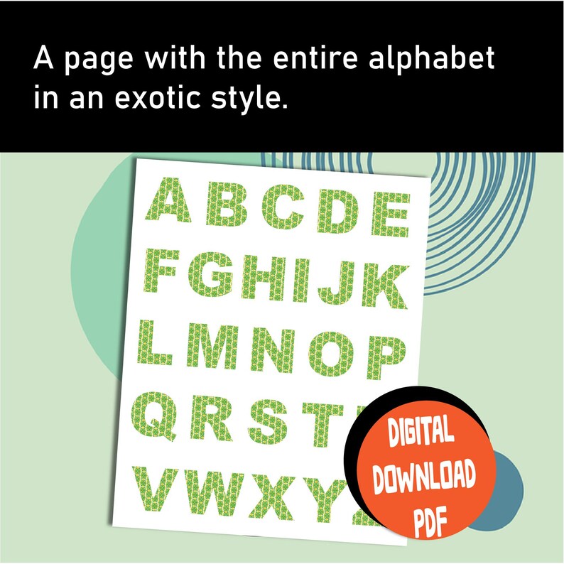 Printable Exotic Letters and Numbers – A4 Digital Alphabet & Numerals ...