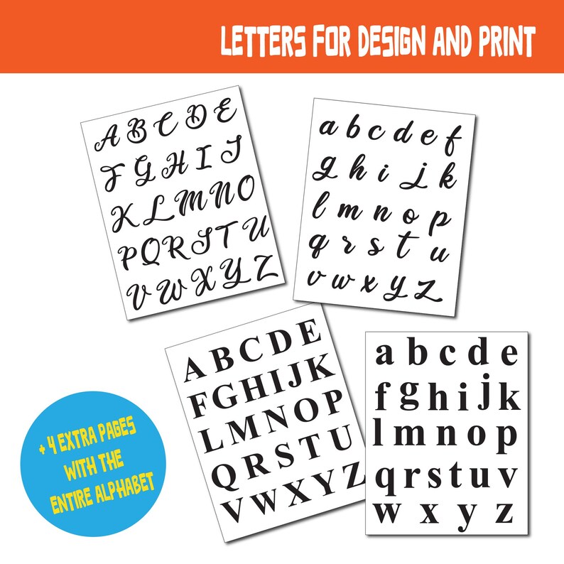 Alphabet A–Z in 2 Fonts – Uppercase & Lowercase – 4 Pdfs – 27 A4 Pages ...