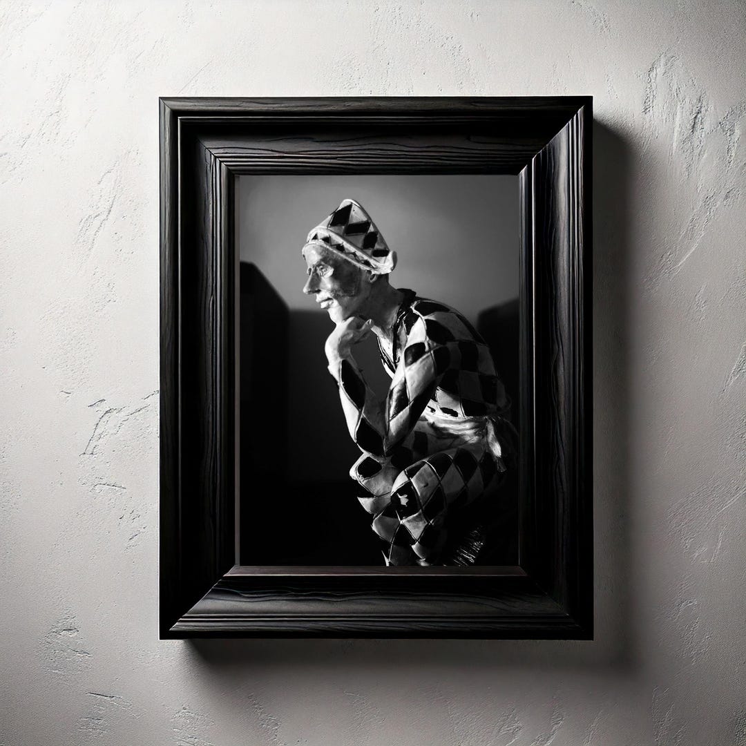 Vintage Jester Photography - Black and White Harlequin Art Print - Dark ...