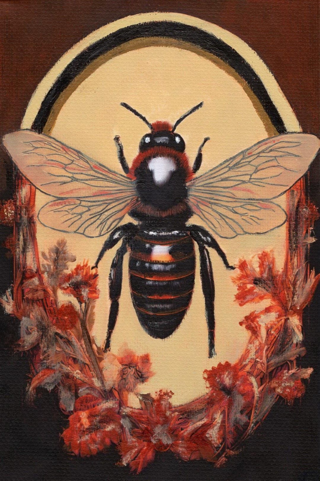Art Nouveau Bee 4x6 Art Print of Original Painting - Etsy