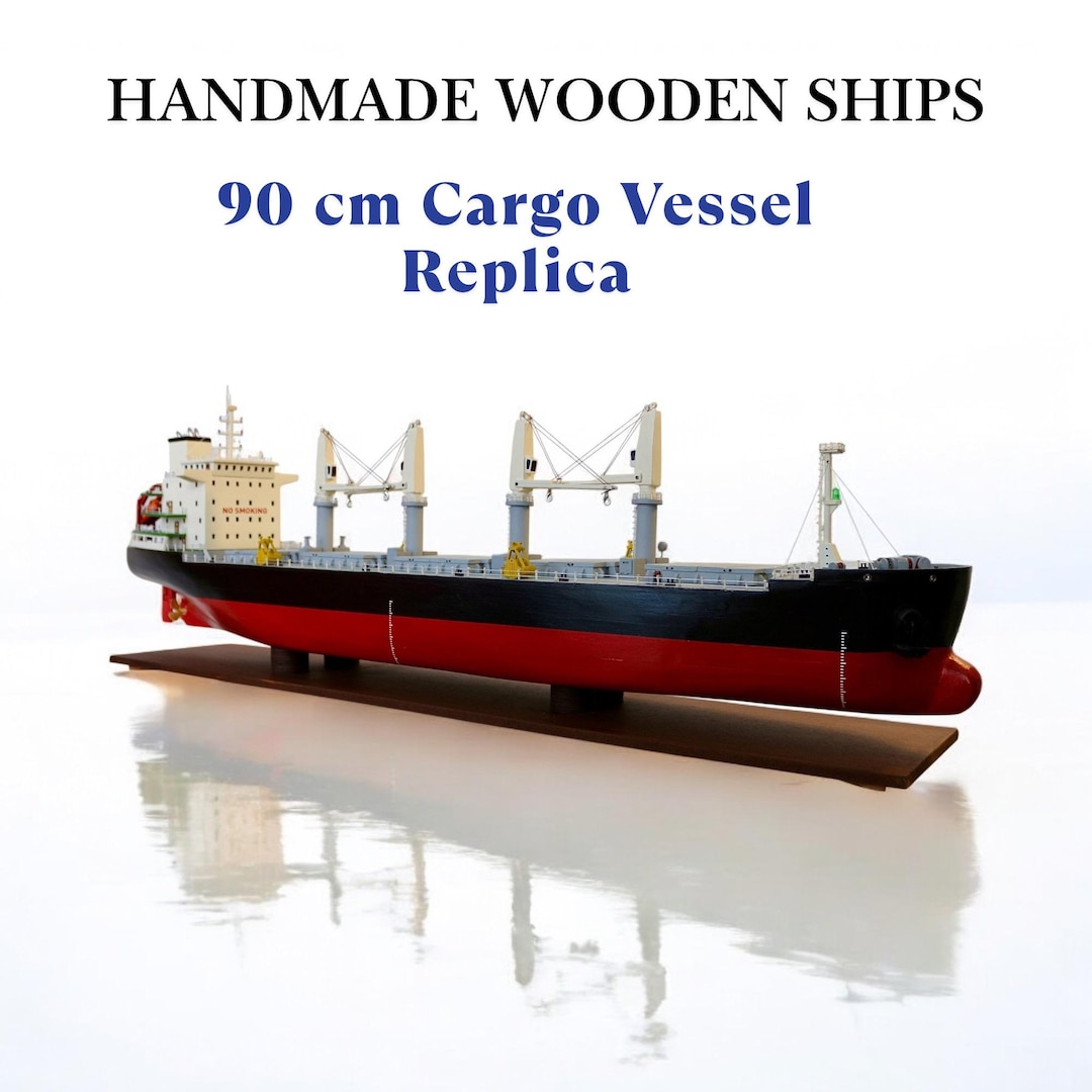 Handmade Wooden Cargo Ship Model: Nautical Maritime Decor (90cm) - Etsy