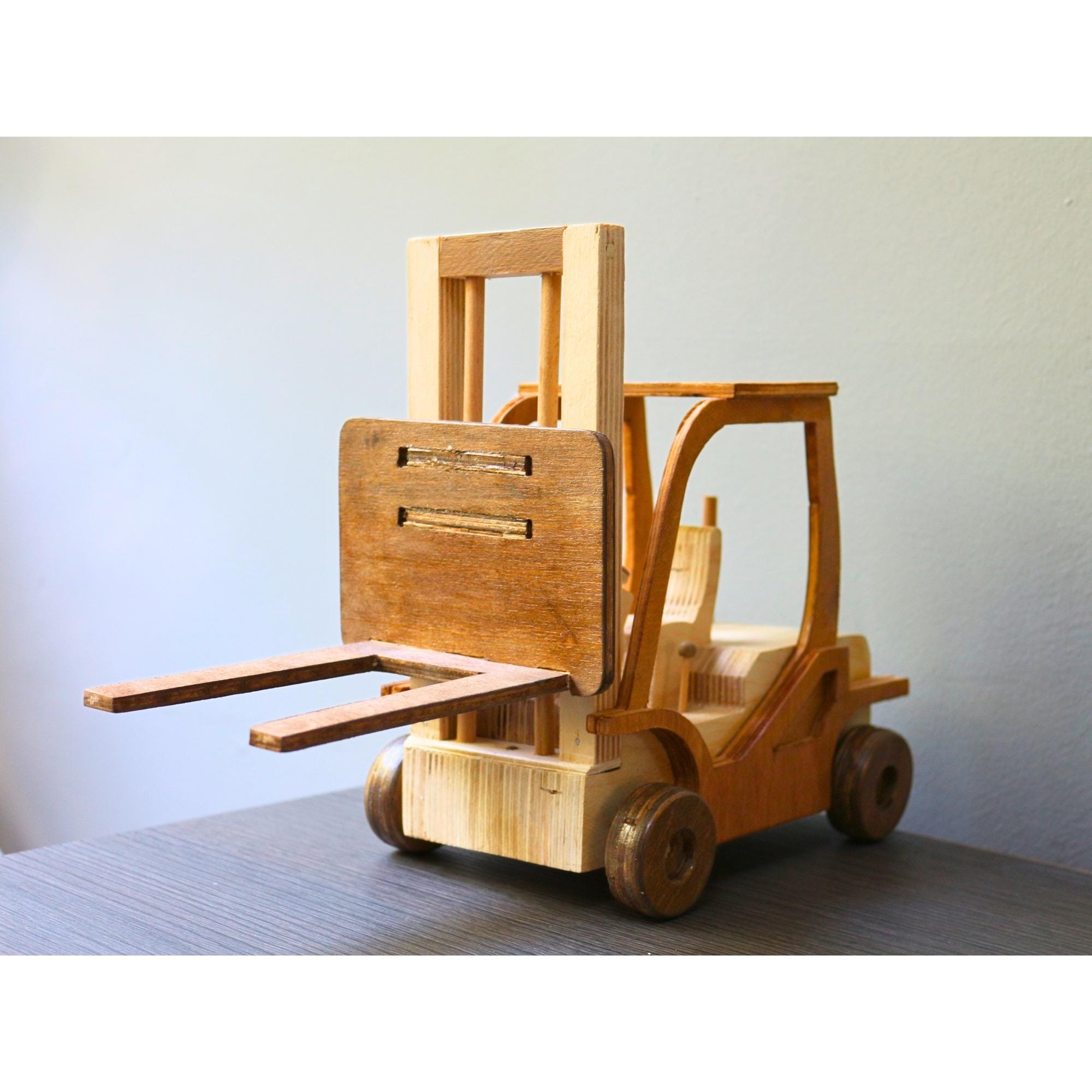 Handmade Wooden Forklift Toy: Movable Forks, Includes Pallet - Etsy