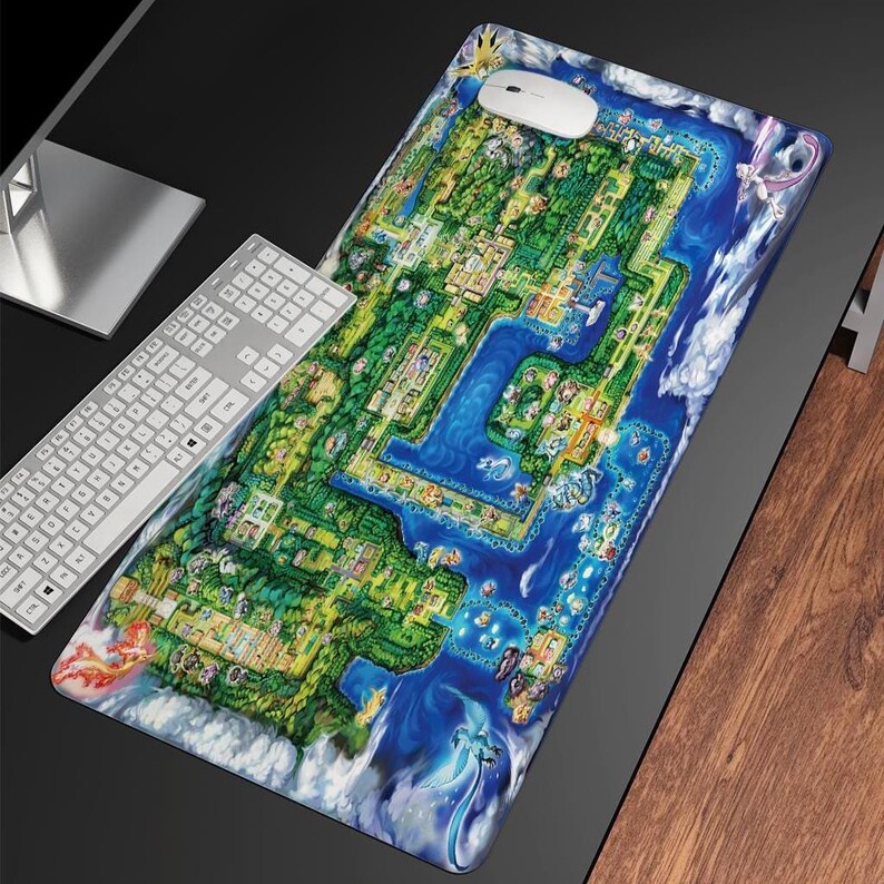 Pokemon Kanto Map Desk Mat | Kantopark Mouse Pad | Large Desk Pad ...