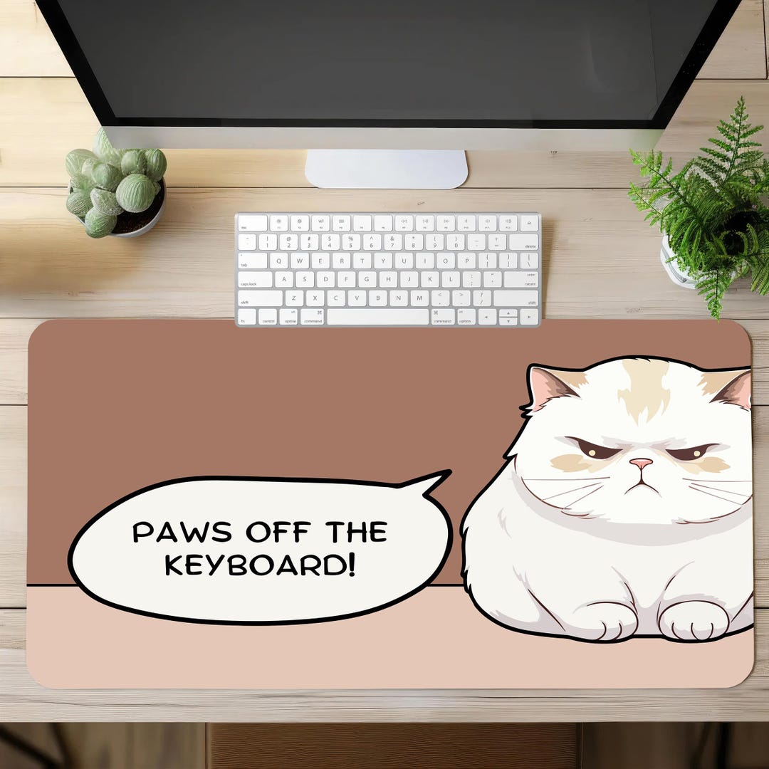 Grumpy Cat Desk Mat | Funny Cat Mouse Pad | Large Desk Pad | Gamer Desk ...