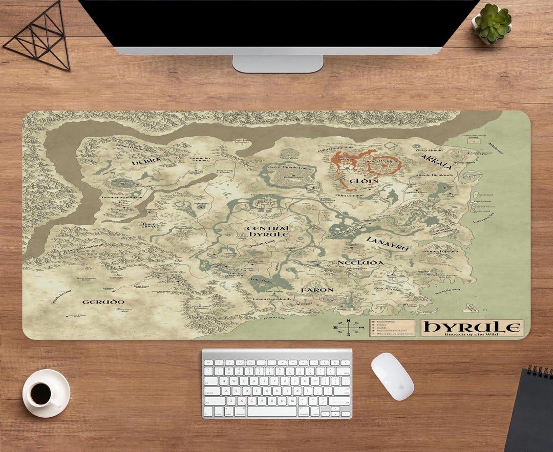 The Legend of Zelda Map Desk Mat | Hyrule Mouse Pad | Large Desk Pad ...