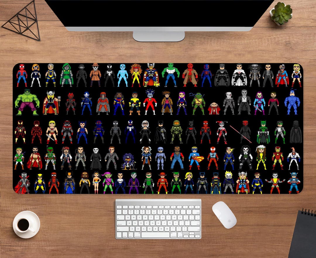 Marvel Super Heroes Pixel Art Desk Mat | Marvel Characters Mouse Pad ...