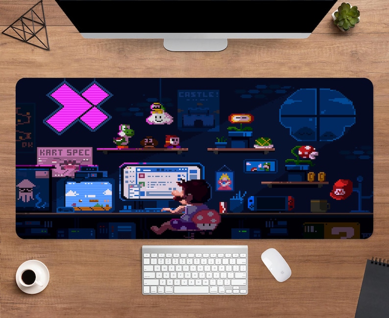 Super Mario Desk Mat | Mario Game Mouse Pad | Large Desk Pad | Gaming ...