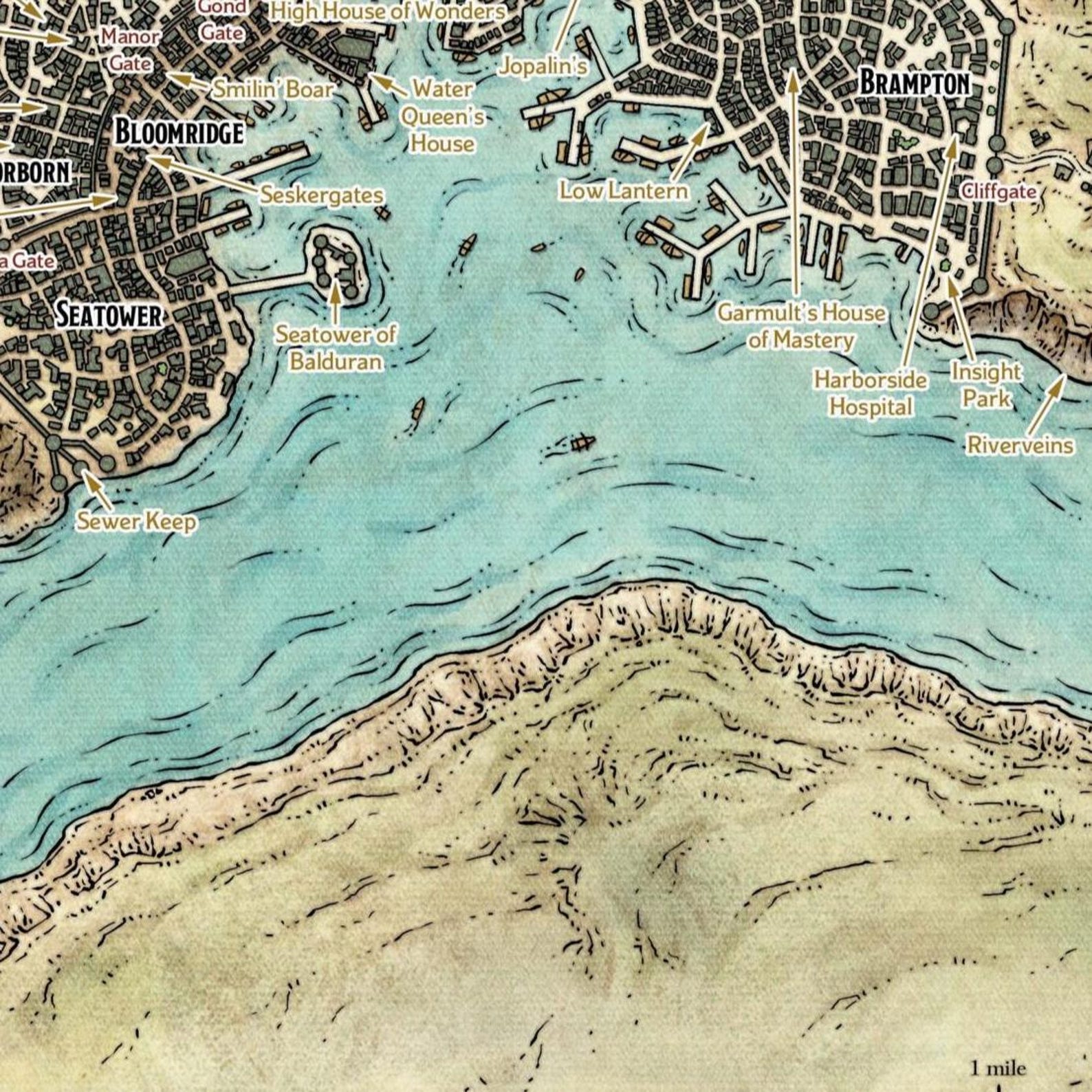 Baldur's Gate Map Desk Mat | Dungeons & Dragons Mouse Pad | Large Desk ...