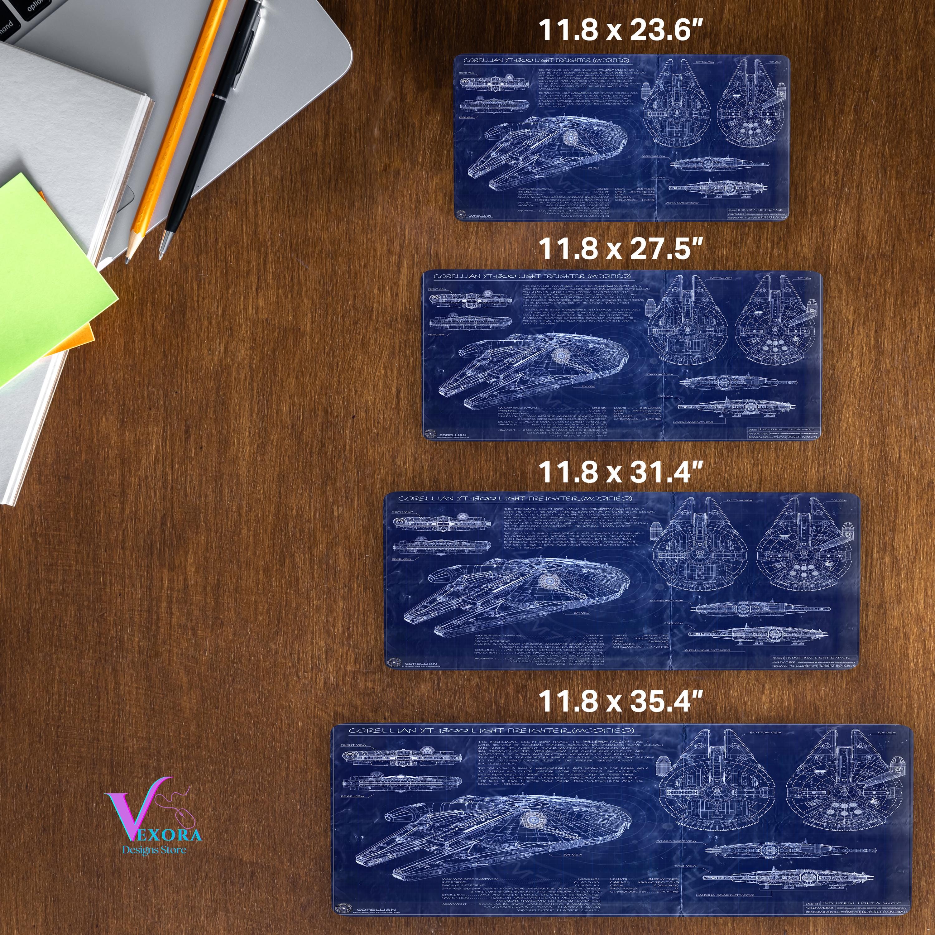 Millennium Falcon Blueprint Desk Mat | Star Wars Mouse Pad | Large Desk ...