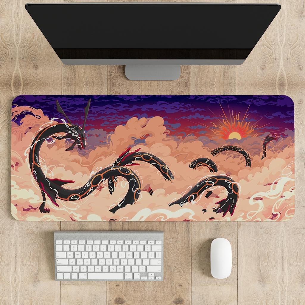 Rayquaza Desk Mat | Sky Serpent Pokemon Mouse Pad | Large Desk Pad ...