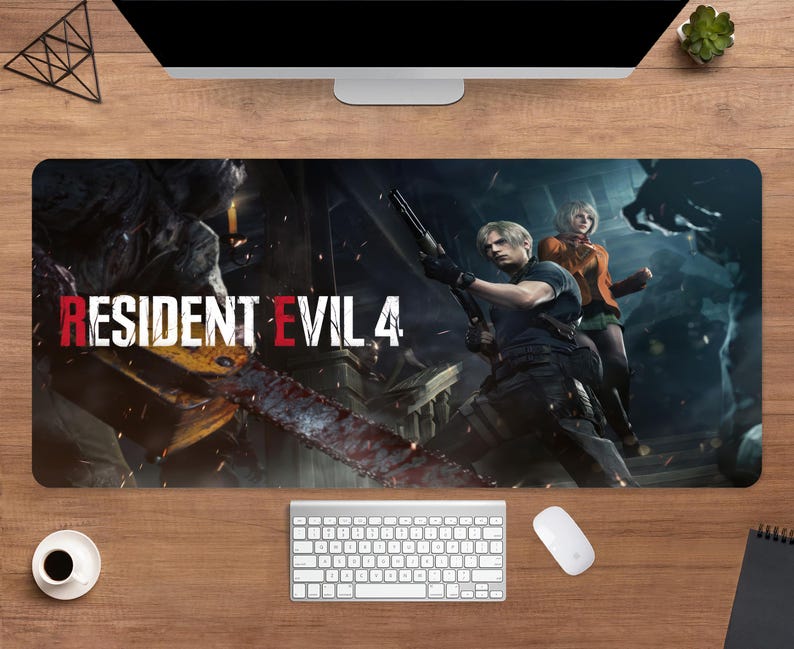 Resident Evil 4 Desk Mat | Leon Scott Kennedy Mouse Pad | Large Desk ...