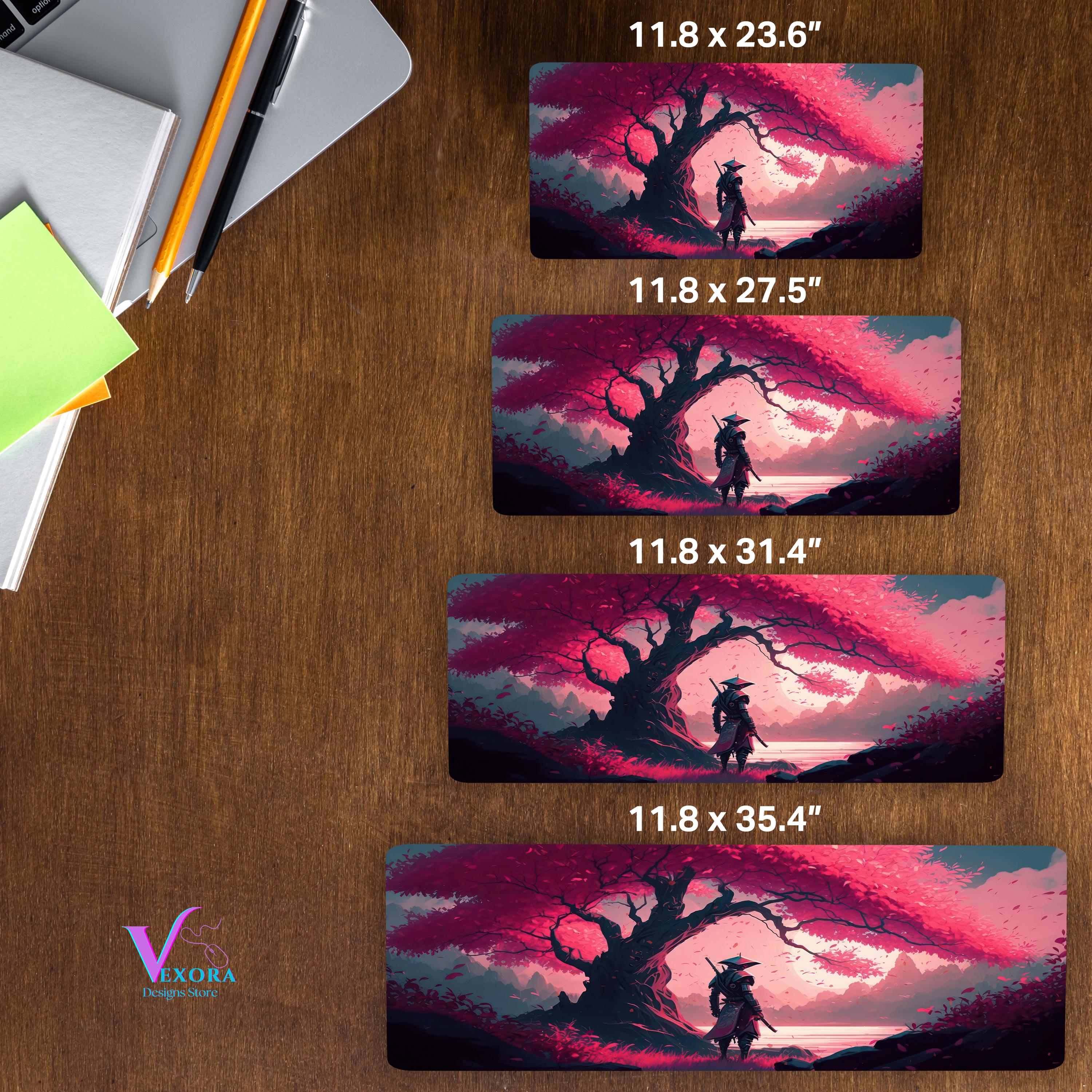 Japanese Samurai Desk Mat | Sakura Tree Mouse Pad | Large Desk Pad ...