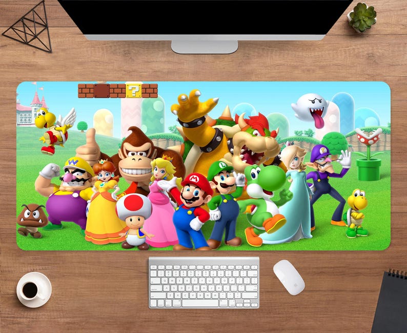 Super Smash Bros Desk Mat | Mario Game Mouse Pad | Large Desk Pad ...