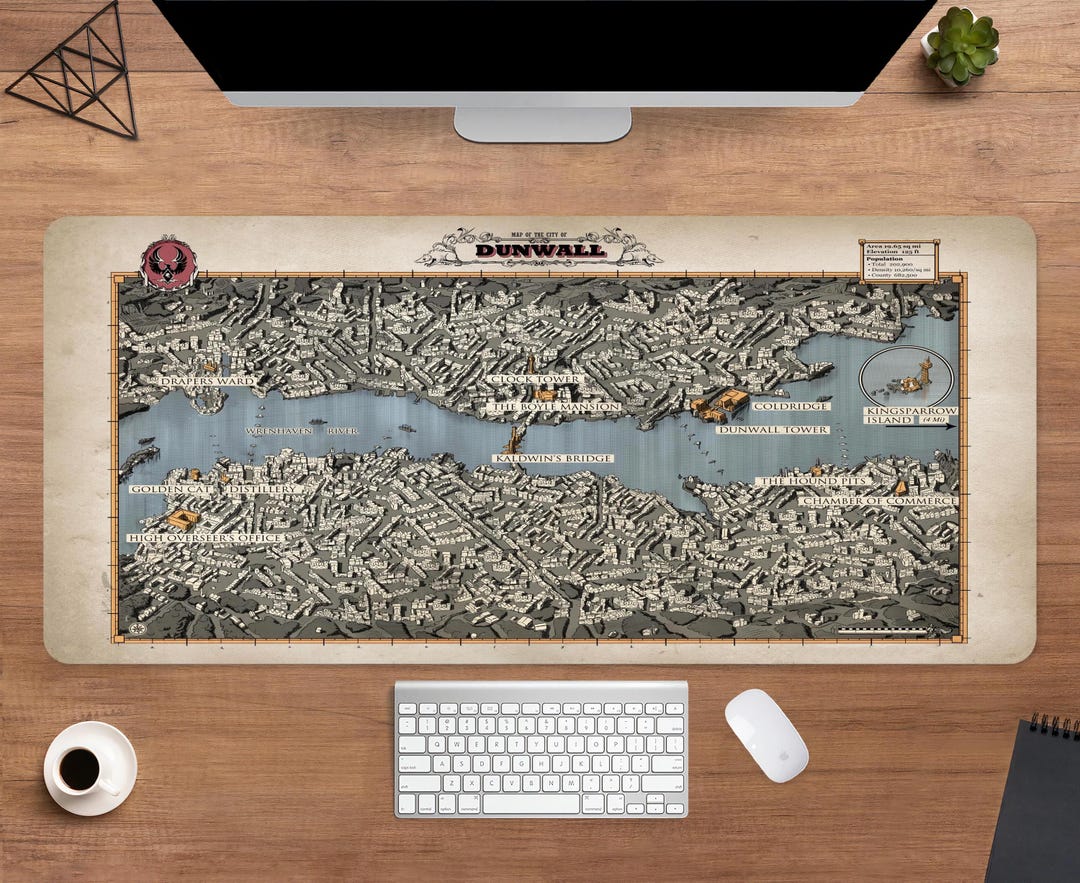 Dishonored Map Desk Mat | Dunwall Mouse Pad | Large Desk Pad | Gaming ...