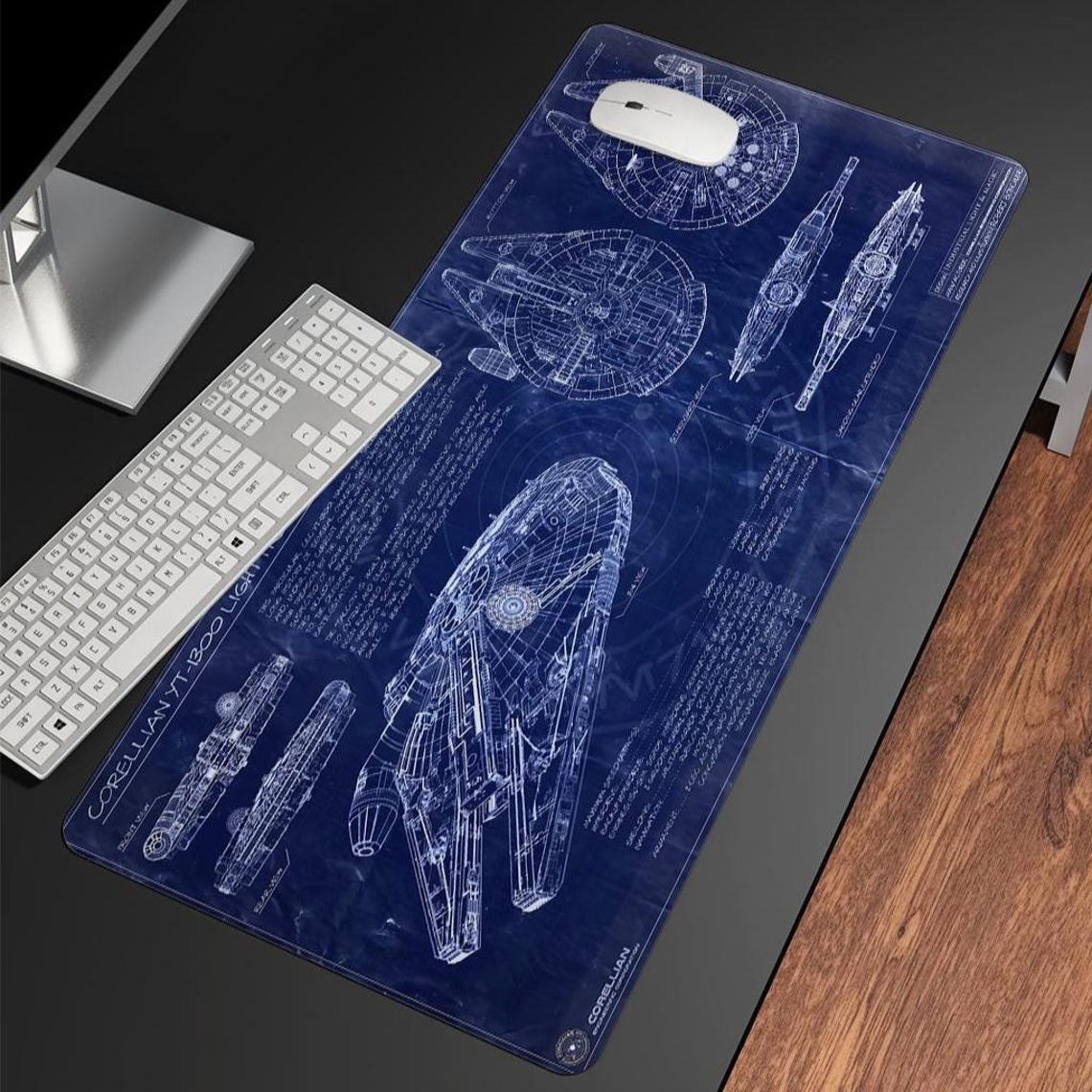 Millennium Falcon Blueprint Desk Mat | Star Wars Mouse Pad | Large Desk ...