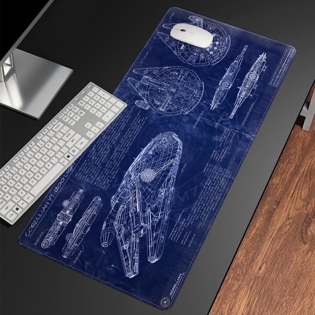 Millennium Falcon Blueprint Desk Mat | Star Wars Mouse Pad | Large Desk ...
