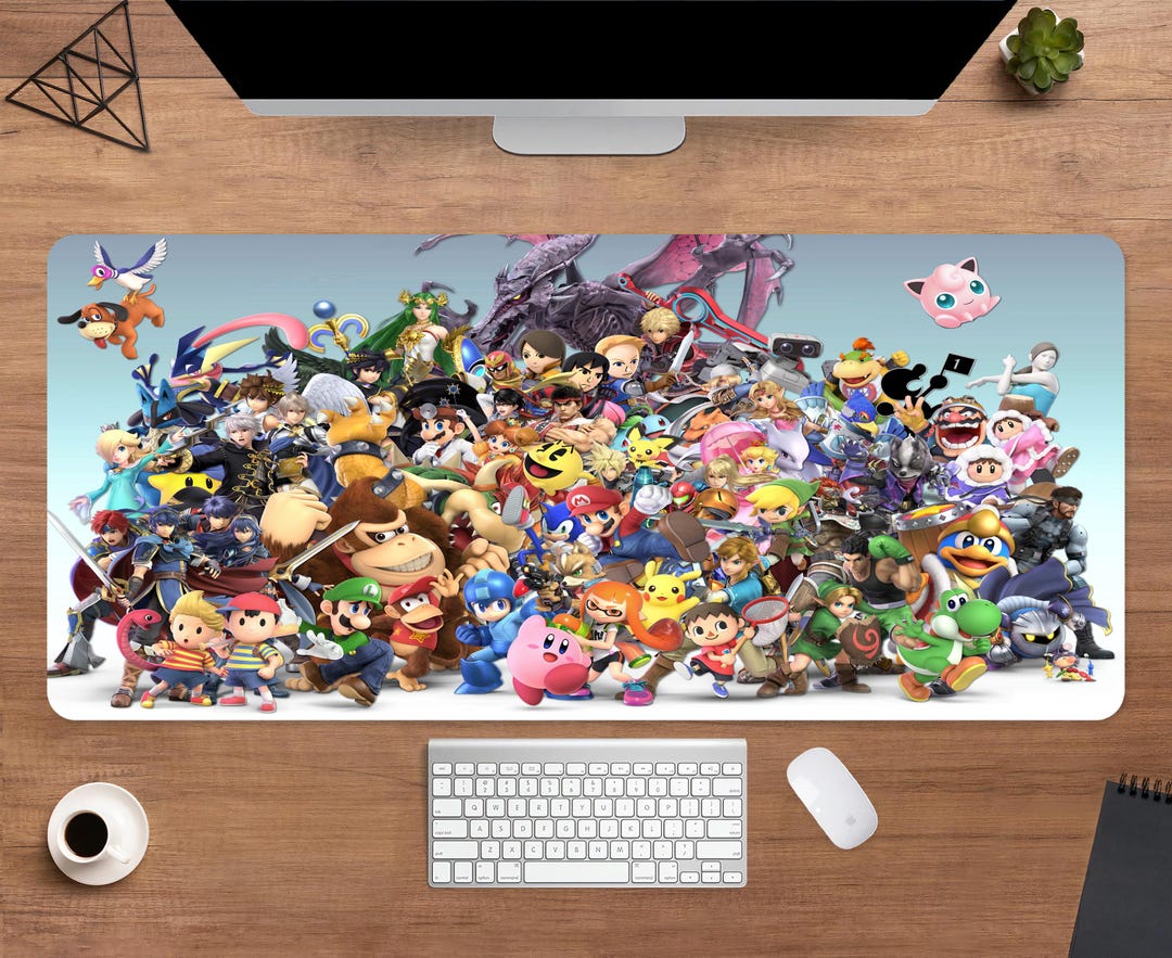 Super Smash Bros Desk Mat | Mario Game Mouse Pad | Large Desk Pad ...