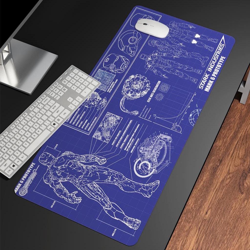 Iron Man Mark 6 Blueprint Desk Mat | Avengers Mouse Pad | Large Desk ...