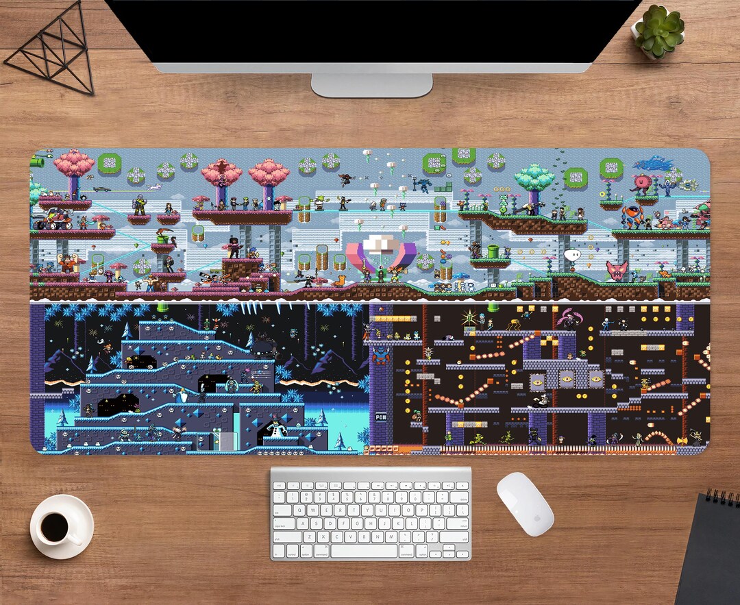 Pixel Art Gaming World Desk Mat | Multiverse Gaming Characters Mouse ...