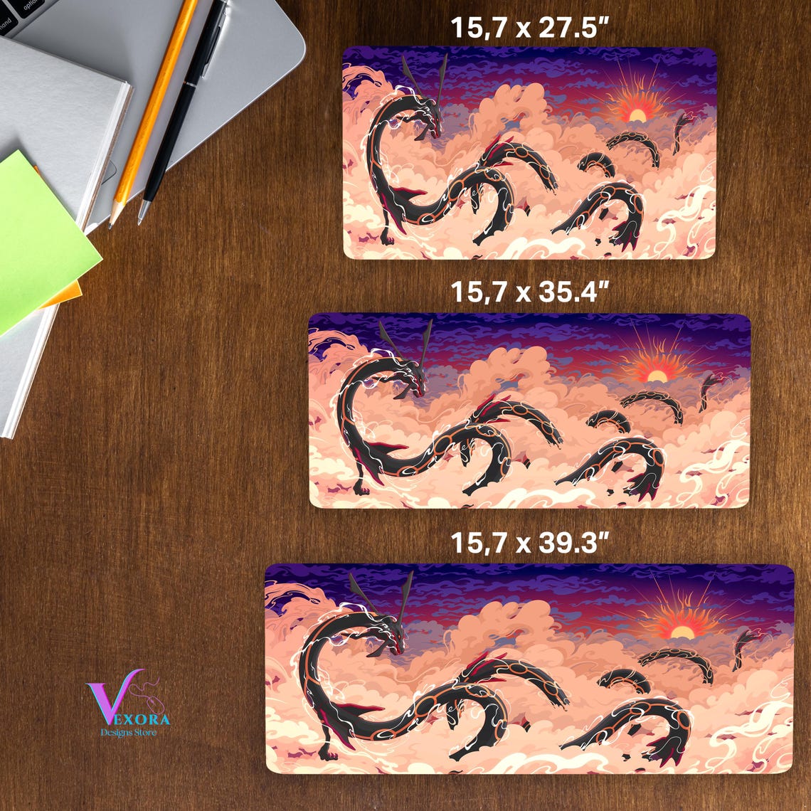 Rayquaza Desk Mat | Sky Serpent Pokemon Mouse Pad | Large Desk Pad ...