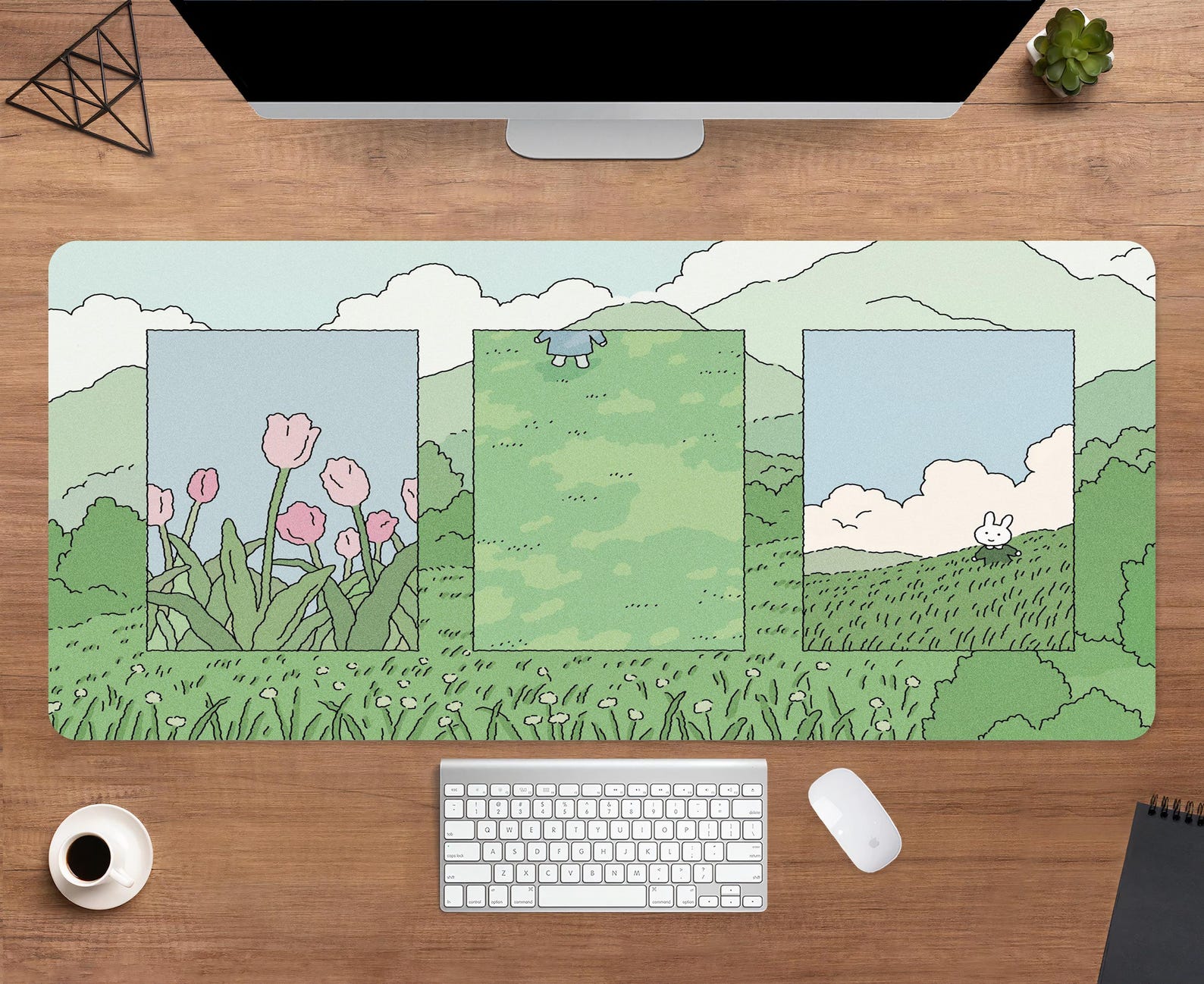 Kawaii Floral Desk Mat | Cute Cottagecore Mouse Pad | Large Desk Pad ...