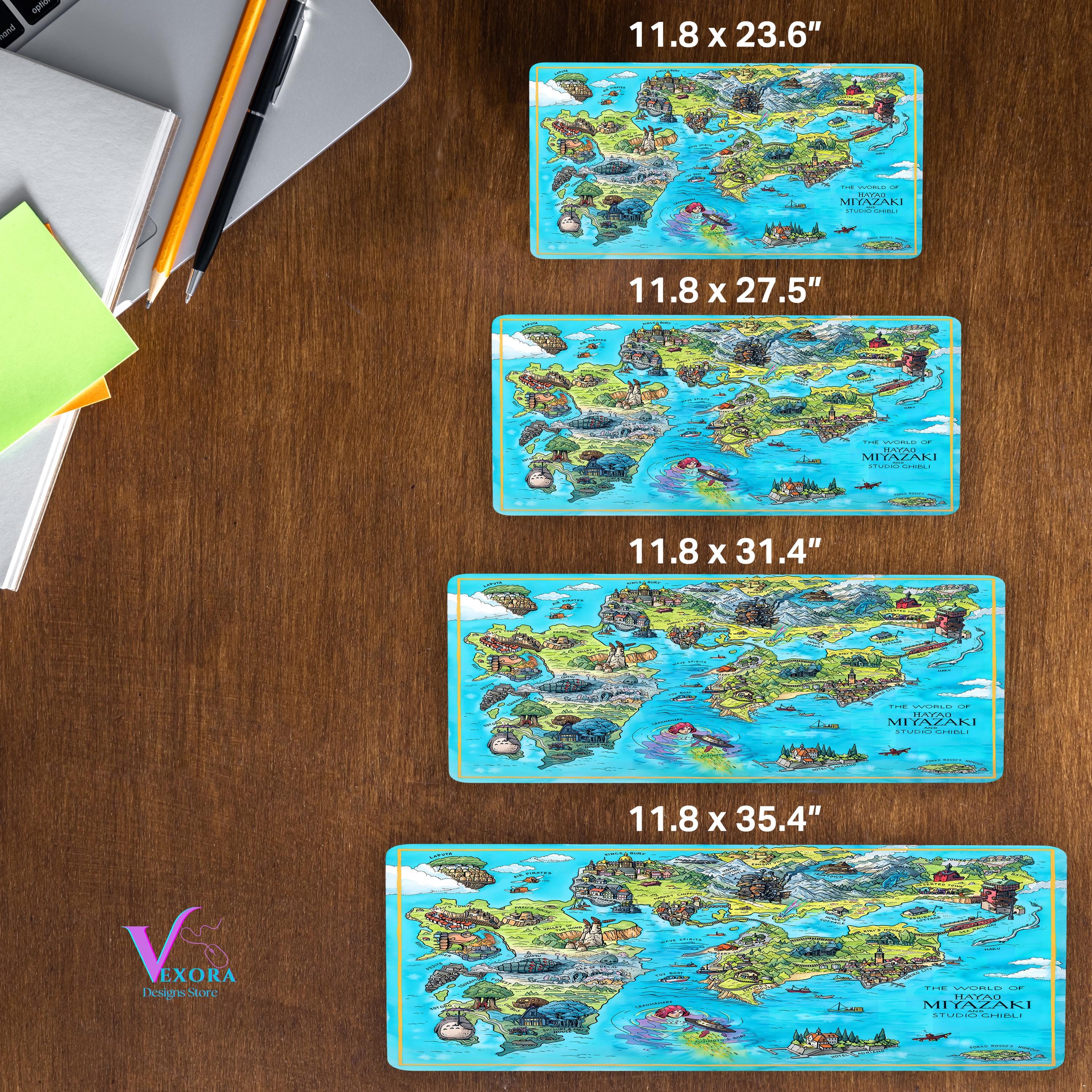 Studio Ghibli World Map Desk Mat | Miyazaki Anime Mouse Pad | Large ...