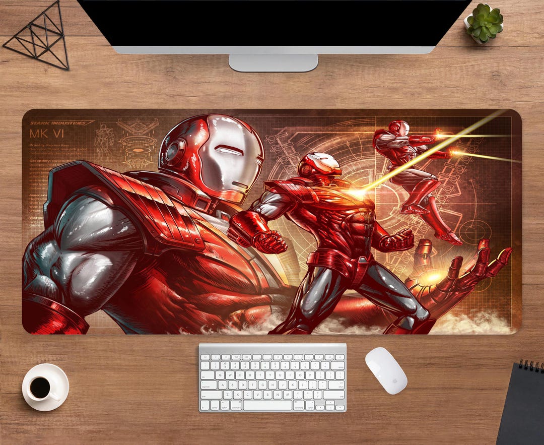 Iron Man Suit MK VI Desk Mat | Avengers Mouse Pad | Large Desk Pad ...