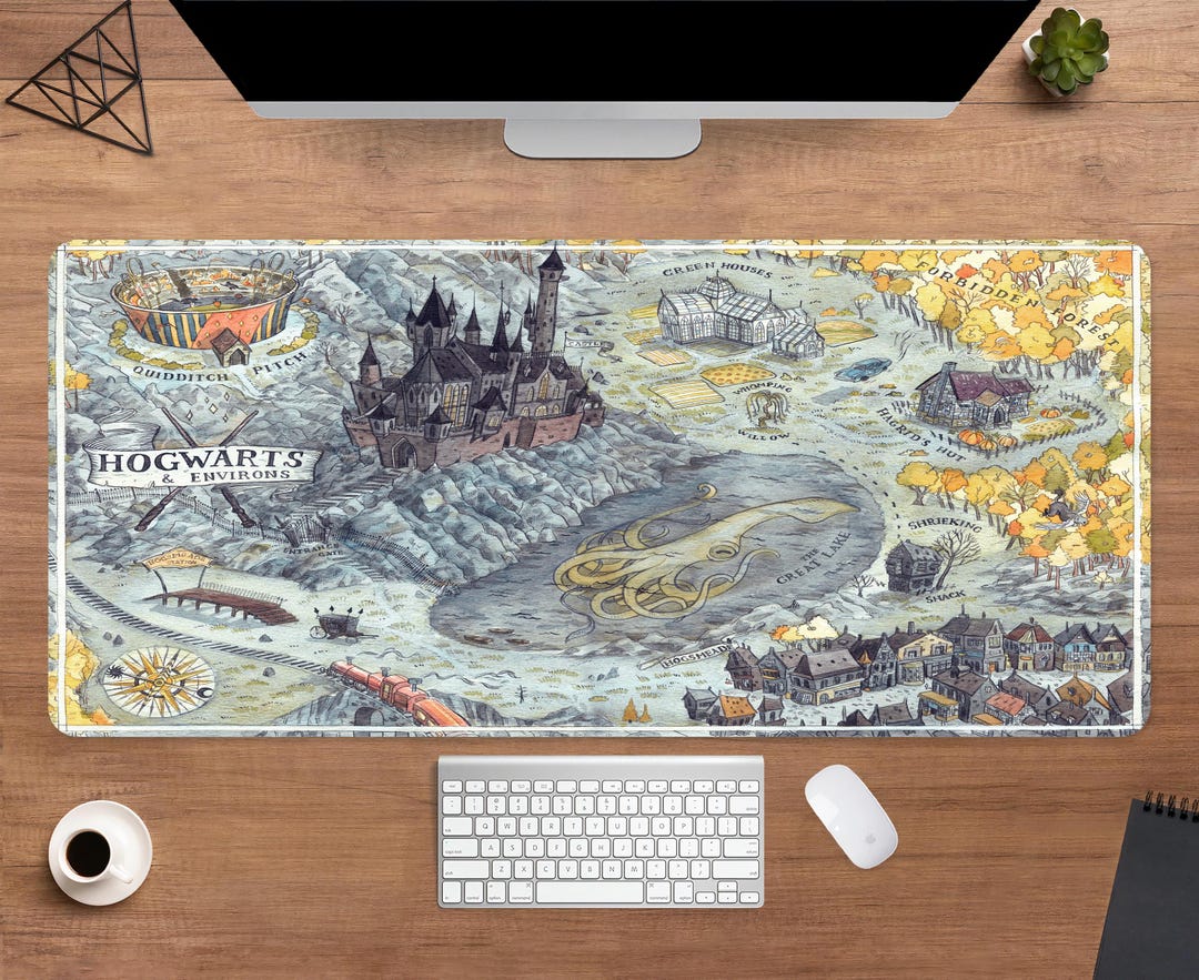 Hogwarts Map Desk Mat | Wizarding World Mouse Pad | Large Desk Pad ...