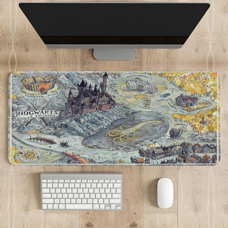 Hogwarts Map Desk Mat | Wizarding World Mouse Pad | Large Desk Pad ...