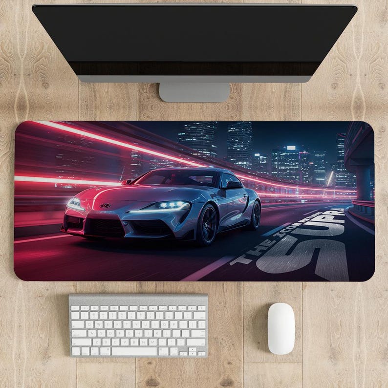 Toyota Supra Desk Mat | Neon JDM Car Mouse Pad | Large Desk Pad | Gamer ...