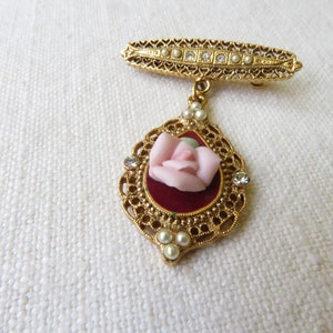 Victorian Style Brooch Pink Rose Pin - Etsy