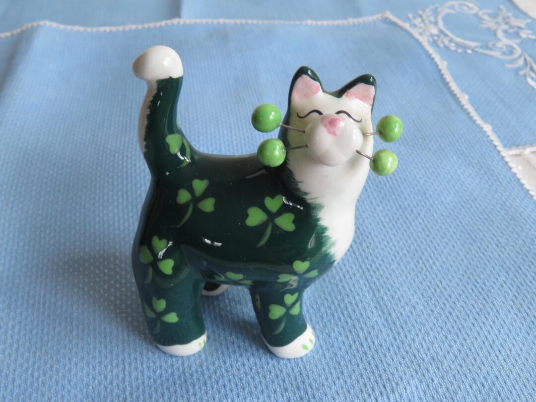 Amy Lacombe Green Cat Figurine 2004 Willitts Designs #87008 Shamrocks ...