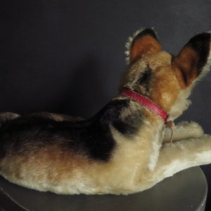 50s Steiff German Shepherd "arco" - With Red Collar Reclining Stuffed ...