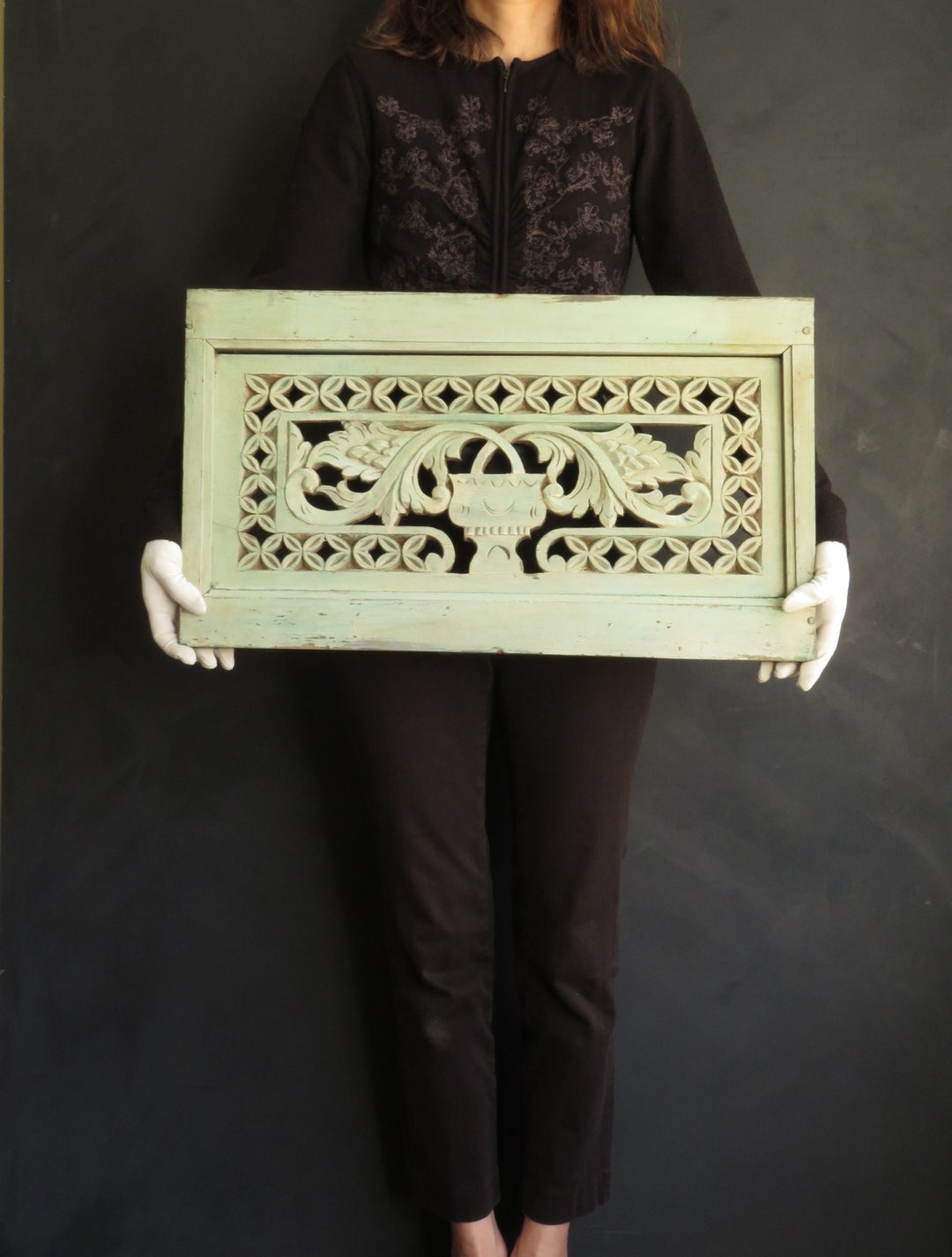 Architectural Salvage Wood Transom Hand-carved Wood Panel 19th Century ...