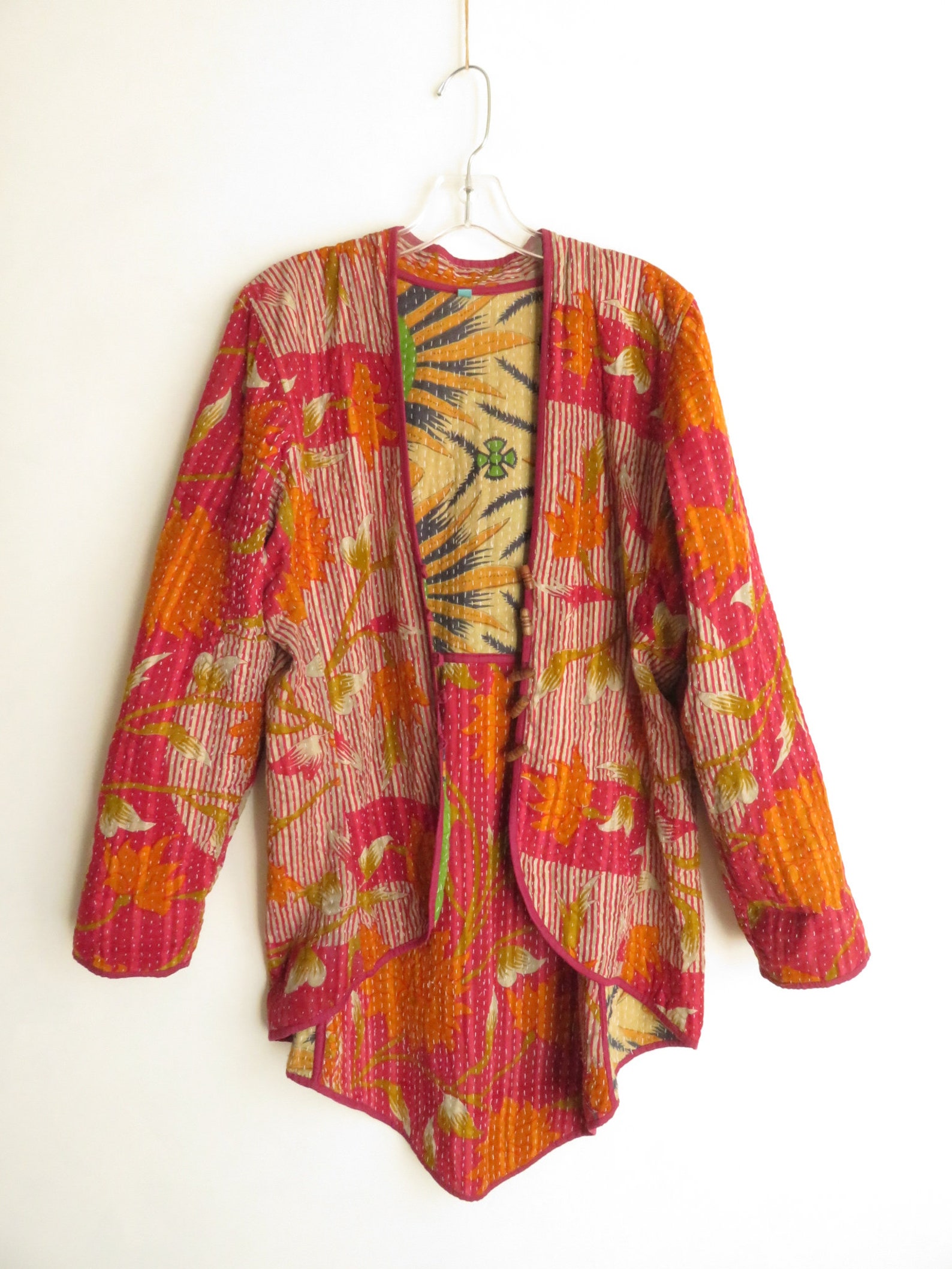 Kantha Coat Handmade Hand Stitched Vintage Floral Print Kantha Size ...
